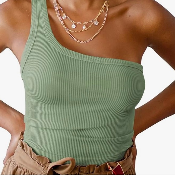 Tops | Sage Green One Shoulder Top | Poshmark